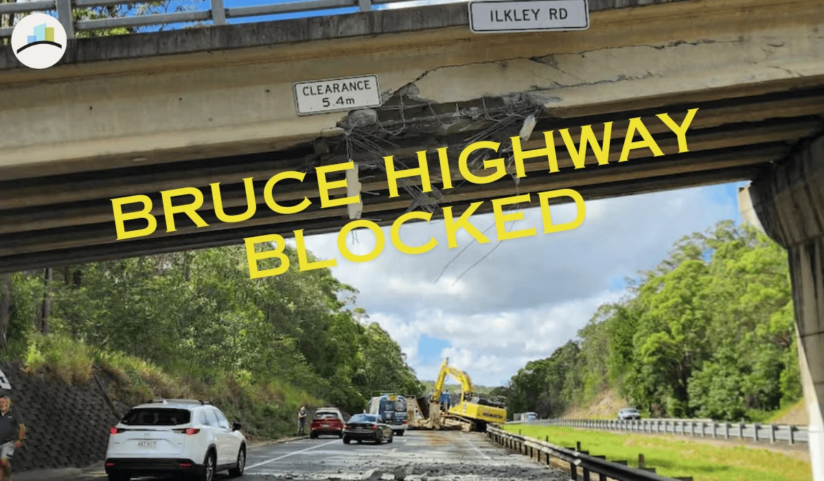 Bruce Highway Blocked: Excavator Hits Ilkley Road Bridge at Tanawha